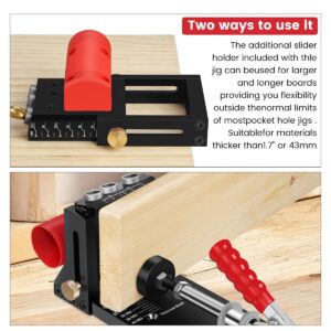 ENJOYWOOD Pocket Hole Jig Kit with 2 Drill Bits Adjustable Metal Pocket Screw Jig Professional Woodworking Tool for DIY Carpentry Projects XK4S