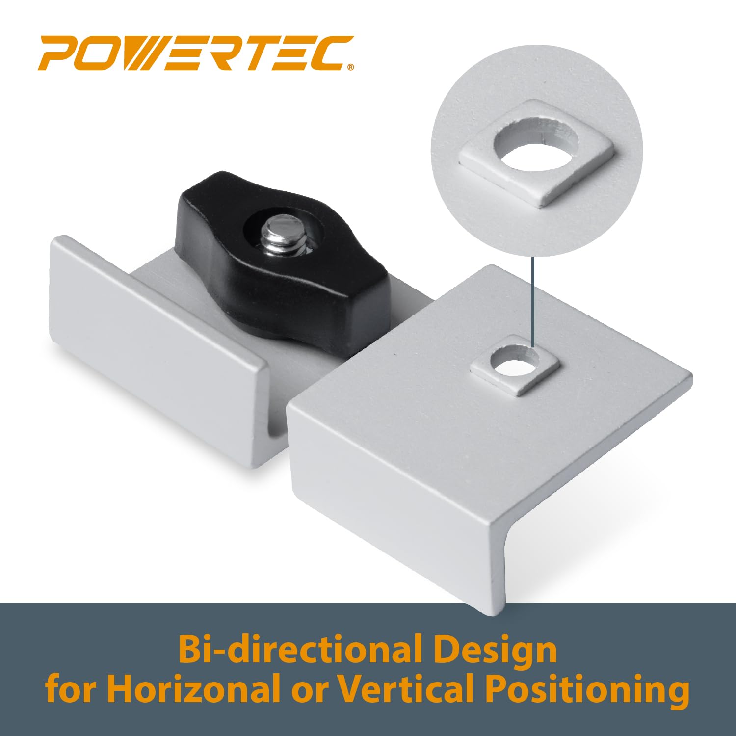 POWERTEC 71821 Bi-Directional Short Stop Kit, T Track Stop Block for T-Track Woodworking, Sanding, and Routing, 4PK