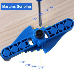 Omninmo 2 in 1 Dowel Jig Kit Self Centering Line Scriber Center Locator Woodworking Tools for Drilling/Marking with Stop Collar, Drill Guide Straight Hole Punch Positioner Drill Jig for Hand Tools