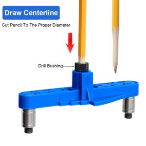 Omninmo 2 in 1 Dowel Jig Kit Self Centering Line Scriber Center Locator Woodworking Tools for Drilling/Marking with Stop Collar, Drill Guide Straight Hole Punch Positioner Drill Jig for Hand Tools