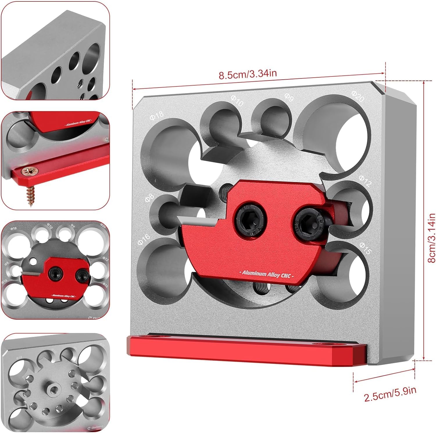 Dowel Maker Jig Kit, Metric 8mm to 20mm Adjustable Dowel Maker with Carbide Blade, Electric Drill Milling Dowel Cutter Round Rod Auxiliary Tool Adapters for Wooden Rods Sticks Woodworking Tools