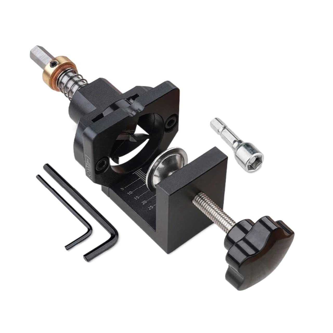 table cnc clamps Aluminum Alloy 35mm Hinge Jig with Clamp Forsnter Drill Bit Drilling Guide Hole Punch Locator Kit Woodworking Cabinet Door Installation Hole Locator bench vise Woodworking clamp