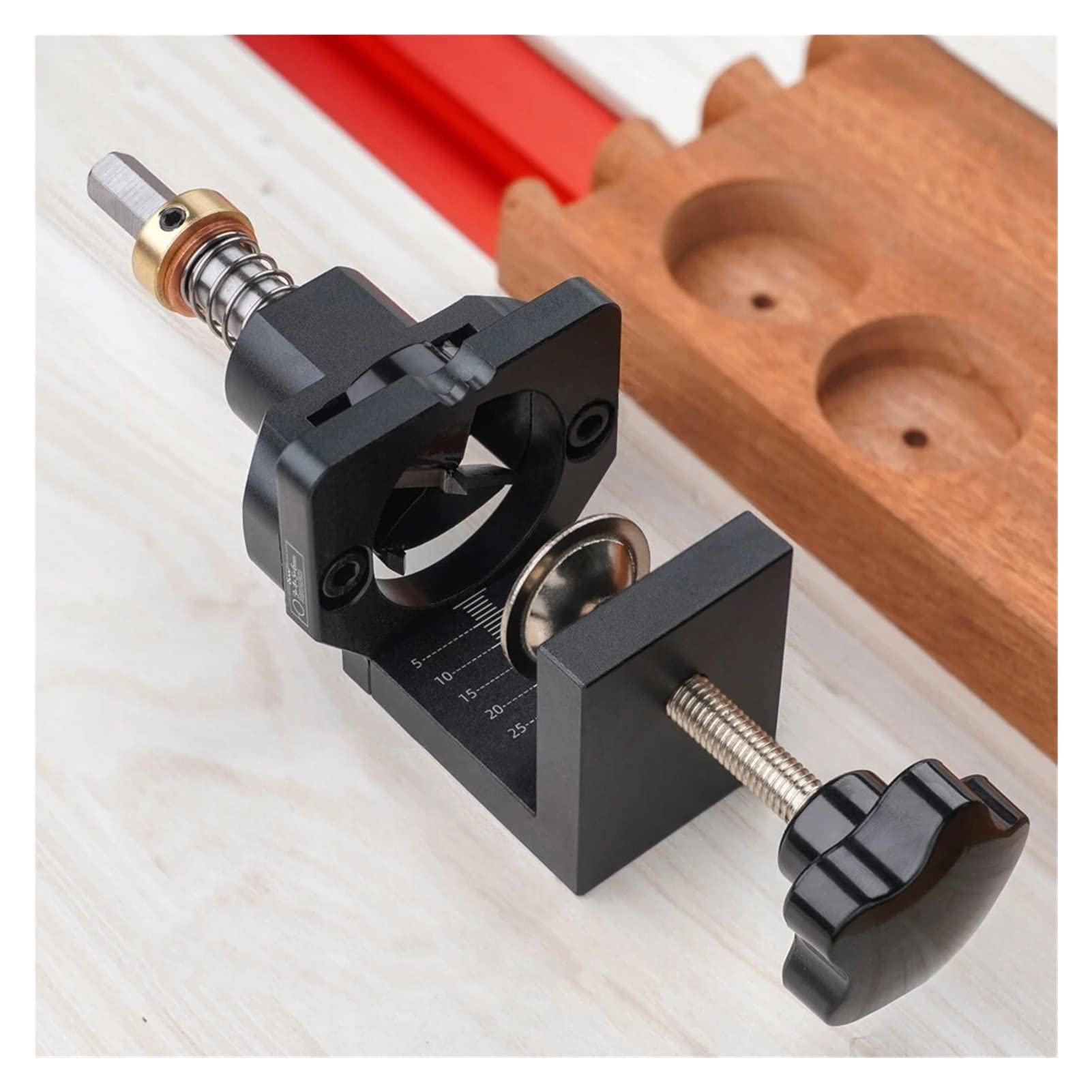 table cnc clamps Aluminum Alloy 35mm Hinge Jig with Clamp Forsnter Drill Bit Drilling Guide Hole Punch Locator Kit Woodworking Cabinet Door Installation Hole Locator bench vise Woodworking clamp