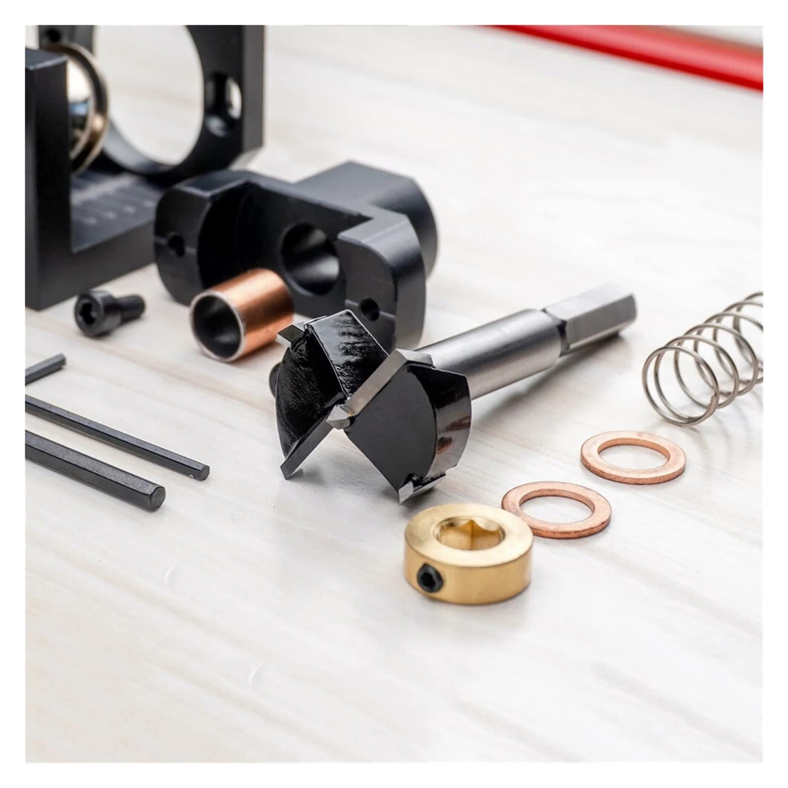 table cnc clamps Aluminum Alloy 35mm Hinge Jig with Clamp Forsnter Drill Bit Drilling Guide Hole Punch Locator Kit Woodworking Cabinet Door Installation Hole Locator bench vise Woodworking clamp