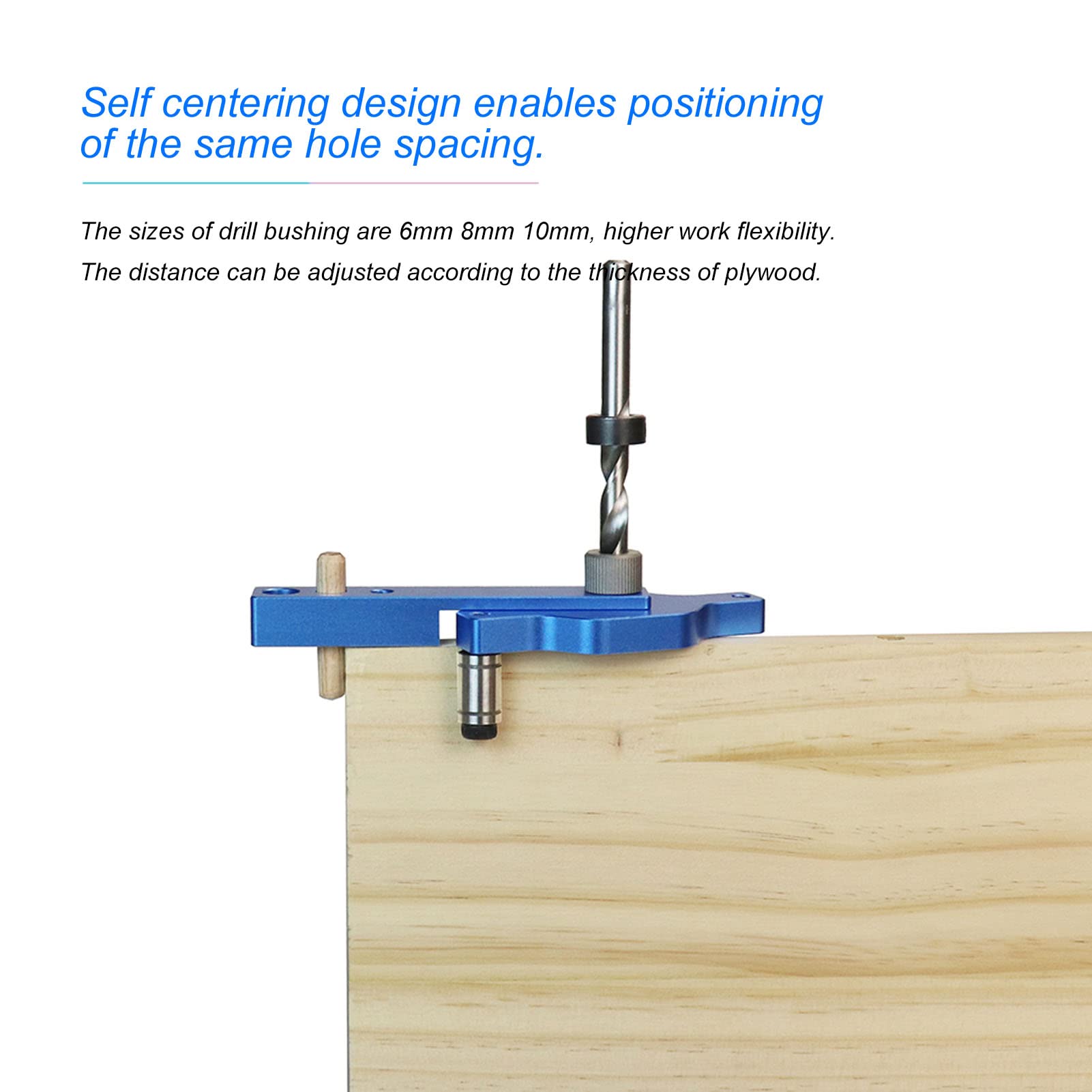 Drill Hole Guide Jig, Aluminium Alloy Dowel Drilling Locator Tool Locate Tool Self Centering Doweling Jig Drill Hole Guide Dowel Jig Kit for Woodworking