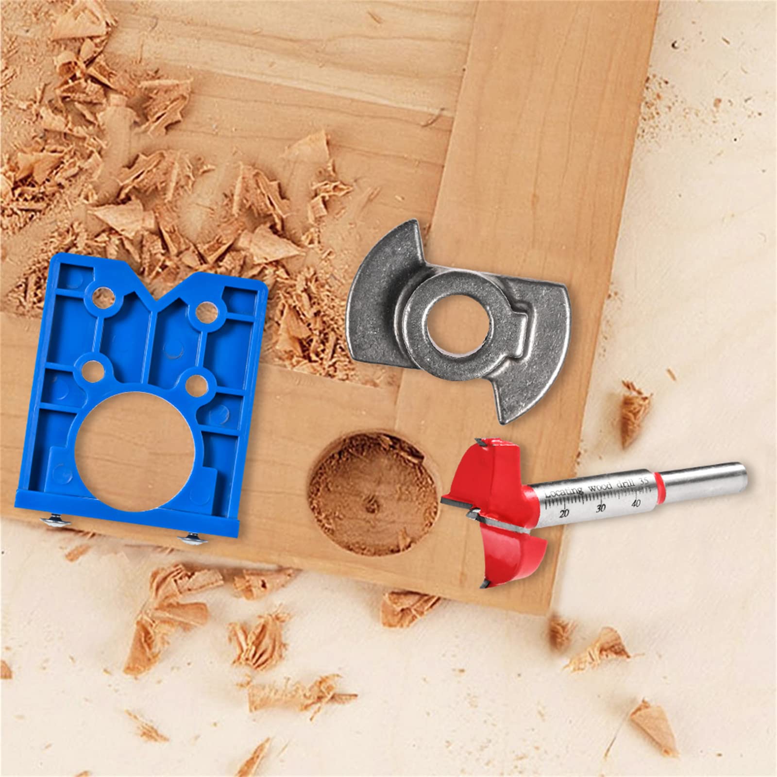 Mekek 35mm Concealed Hinge Jig kit, Hinge Hole Jig Drill Guide Set with Door Hole Opener, Concealed Hinges Guide Door Saw Cabinet Accessories Tool