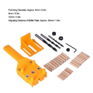 Handheld Dowel Jig Kit for Woodworking, High Impact ABS Plastic, Metal Aperture, Precise Adjustment, Self Cente, Effective Positioning