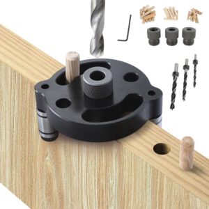 pocket hole jig kit dowel drill joinery kit 6/8/10mm drive adapter for angle drilling holes woodworking drill guides joint angle wood jointing tool carpentry locator(aluminum alloy)