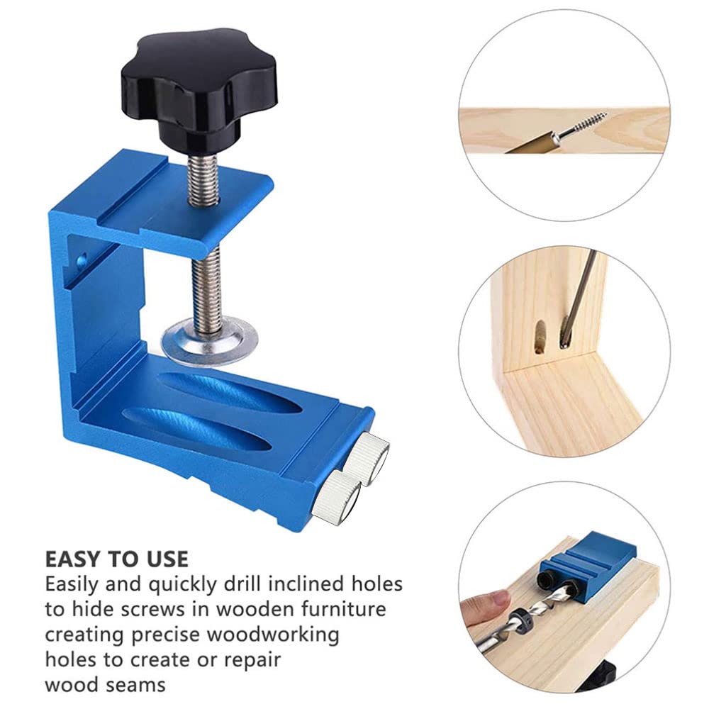 Didmortool 36PCS Pocket Hole Jig Kit Pocket Screw Jig with 2 Drill Hole Guide Pocket Drill Hole System with 15 Degree Joint Angle Tool for Woodworking