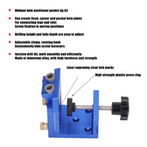 Orenic Inclined Hole Drilling Positioner, Pocket Hole Jig Kit, Woodworking Oblique Hole Fixture with Aluminum Alloy Construction, Punch Locator for Angled Straight Holes, Portable Oblique Hole Locator