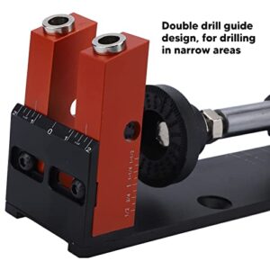 XTevu Angled Hole Locator,Aluminum Alloy Oblique Hole Locator Double Drill Guide Pocket Hole Jig Kit Woodworking Drilling Positioner Tool,Woodworking Tools