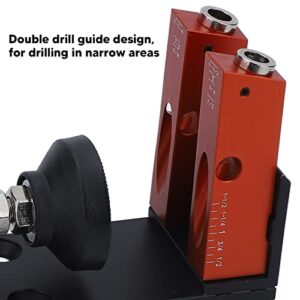 XTevu Angled Hole Locator,Aluminum Alloy Oblique Hole Locator Double Drill Guide Pocket Hole Jig Kit Woodworking Drilling Positioner Tool,Woodworking Tools