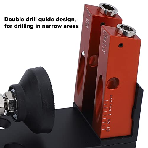 XTevu Angled Hole Locator,Aluminum Alloy Oblique Hole Locator Double Drill Guide Pocket Hole Jig Kit Woodworking Drilling Positioner Tool,Woodworking Tools