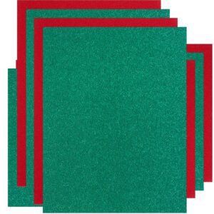 20 sheets glitter thick paper cardstock blank for diy birthday, wedding party supplies, invitation cards making, 8.5 x 11 inches (christmas green red)