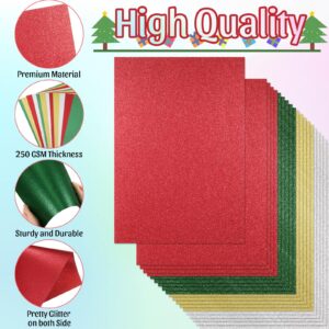 Yeaqee 100 Sheets Glitter Cardstock Paper Metallic Cardstock Wrapping Paper 8.5 x 11" 250 GSM Heavyweight Holiday Cardstock for DIY Greeting Cards Scrapbooking Crafts (Bright Colors)