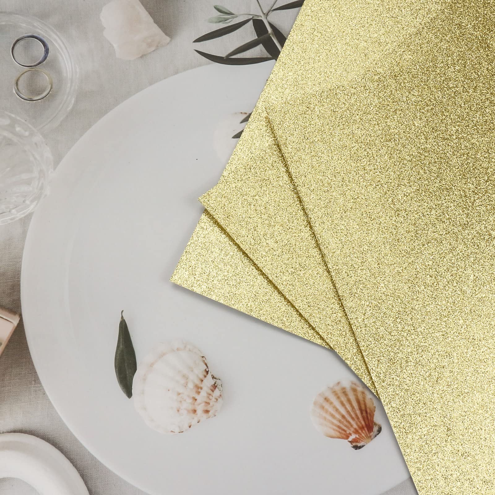 YINUOYOUJIA Gold Glitter Cardstock Paper 12 Sheets 12" x 12" Heavyweight Glitter Cardstock Construction Premium Sparkly Paper for Cricut Machine, Craft, Scrapbooking, DIY Projects, Decorations(300GSM)