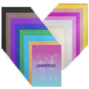 htvront glitter cardstock paper - 40 sheets 13 colors glitter card stock, 110lb cover a4 thick cardstock glitter paper for craft, birthday, scrapbook, wedding, sparkly paper, card making