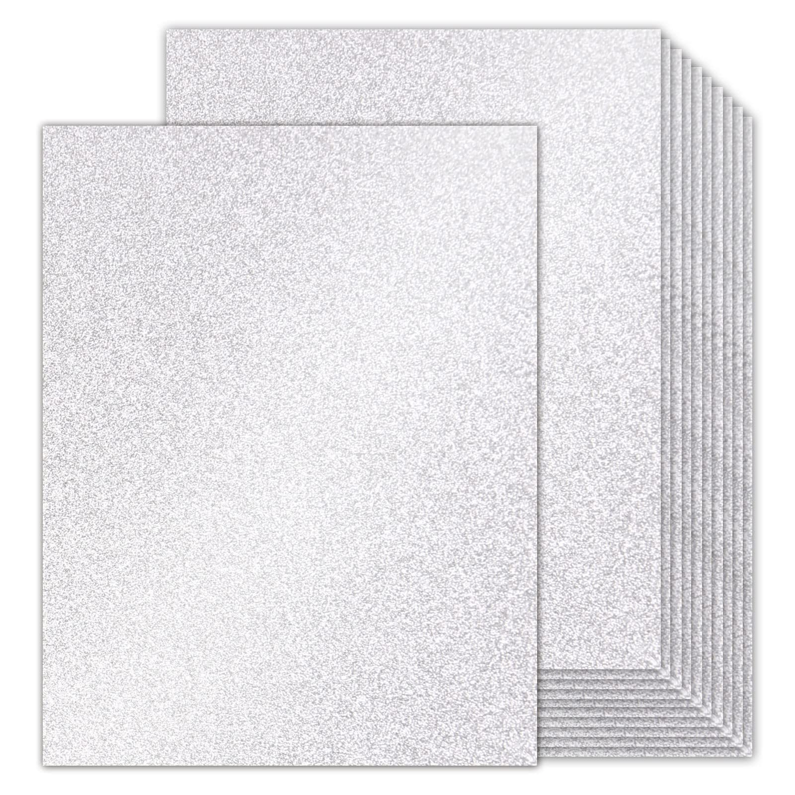 Double-Sided Silver Glitter Cardstock 8.5x11 24 Sheets, Goefun 80lb No-Shed Shimmer Glitter Paper for Scrapbook, Birthday, Wedding Party, Decorations (Not Suitable for Printing)