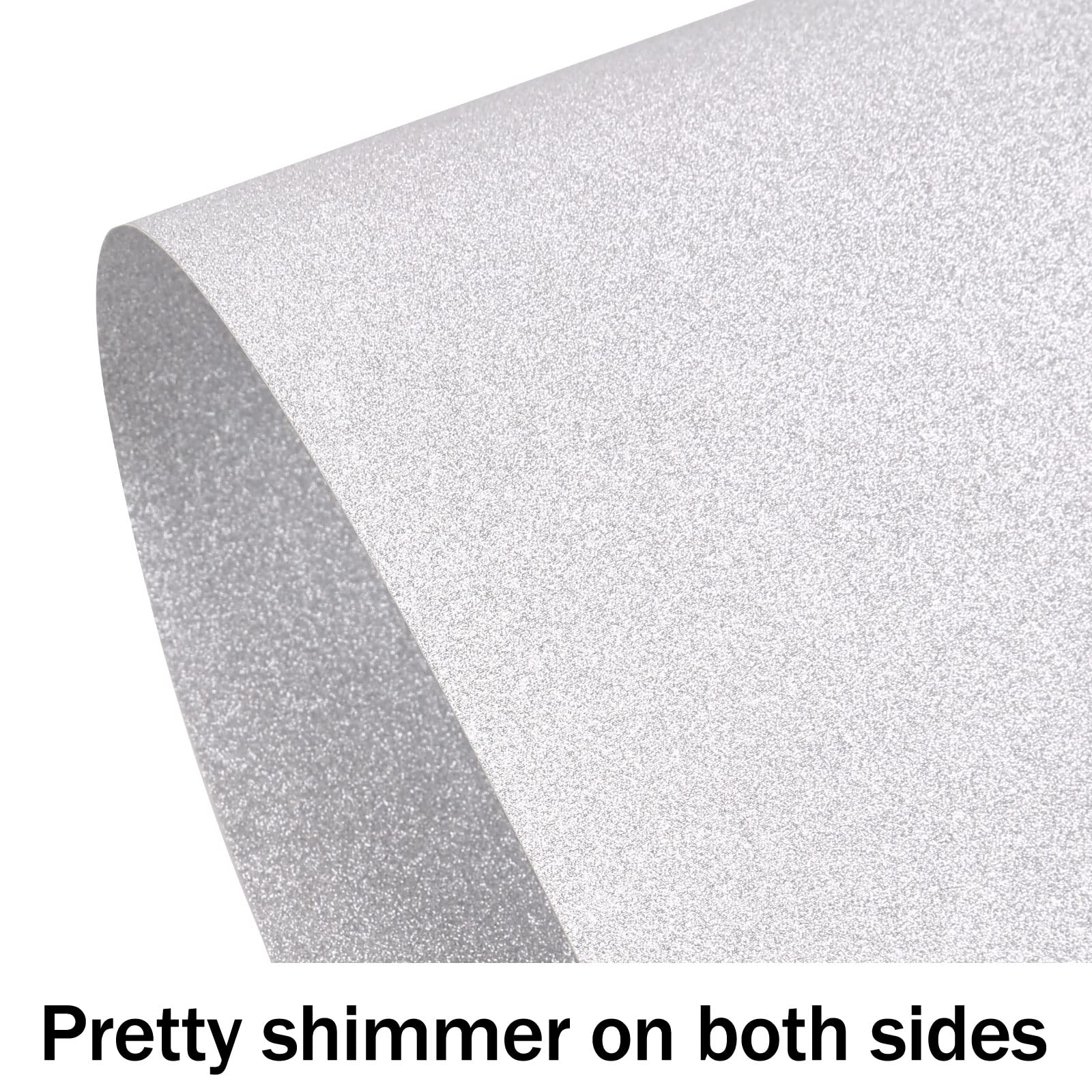 Double-Sided Silver Glitter Cardstock 8.5x11 24 Sheets, Goefun 80lb No-Shed Shimmer Glitter Paper for Scrapbook, Birthday, Wedding Party, Decorations (Not Suitable for Printing)