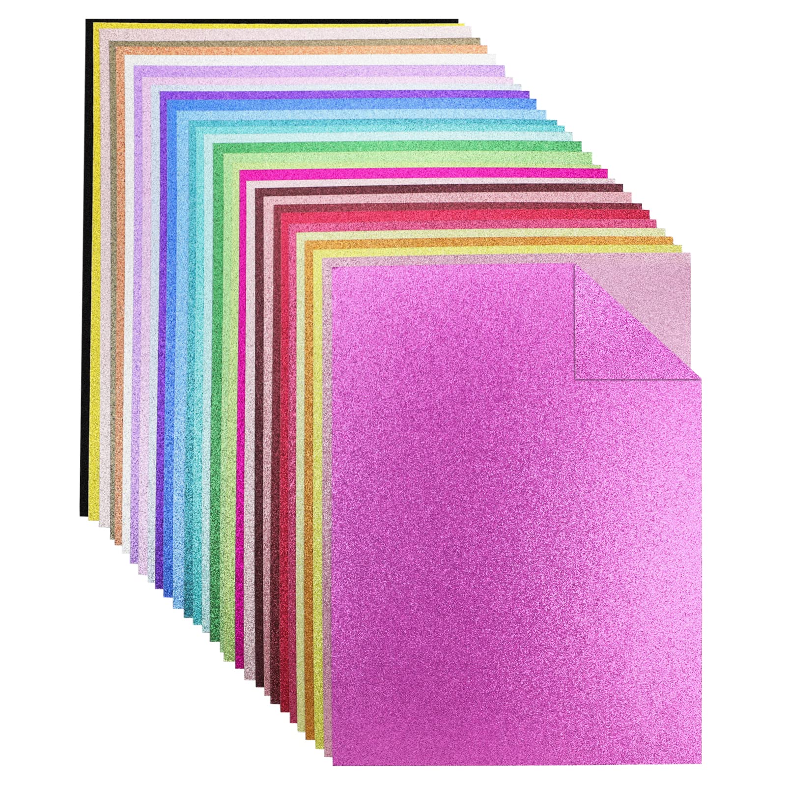 100 lb Heavy Double Sided Colorful Glitter Paper Cardstock 30 Colors 8.5x11 300gsm Thick Pastel Sparkly Card Stock for Cricut Card Making Paper Crafting