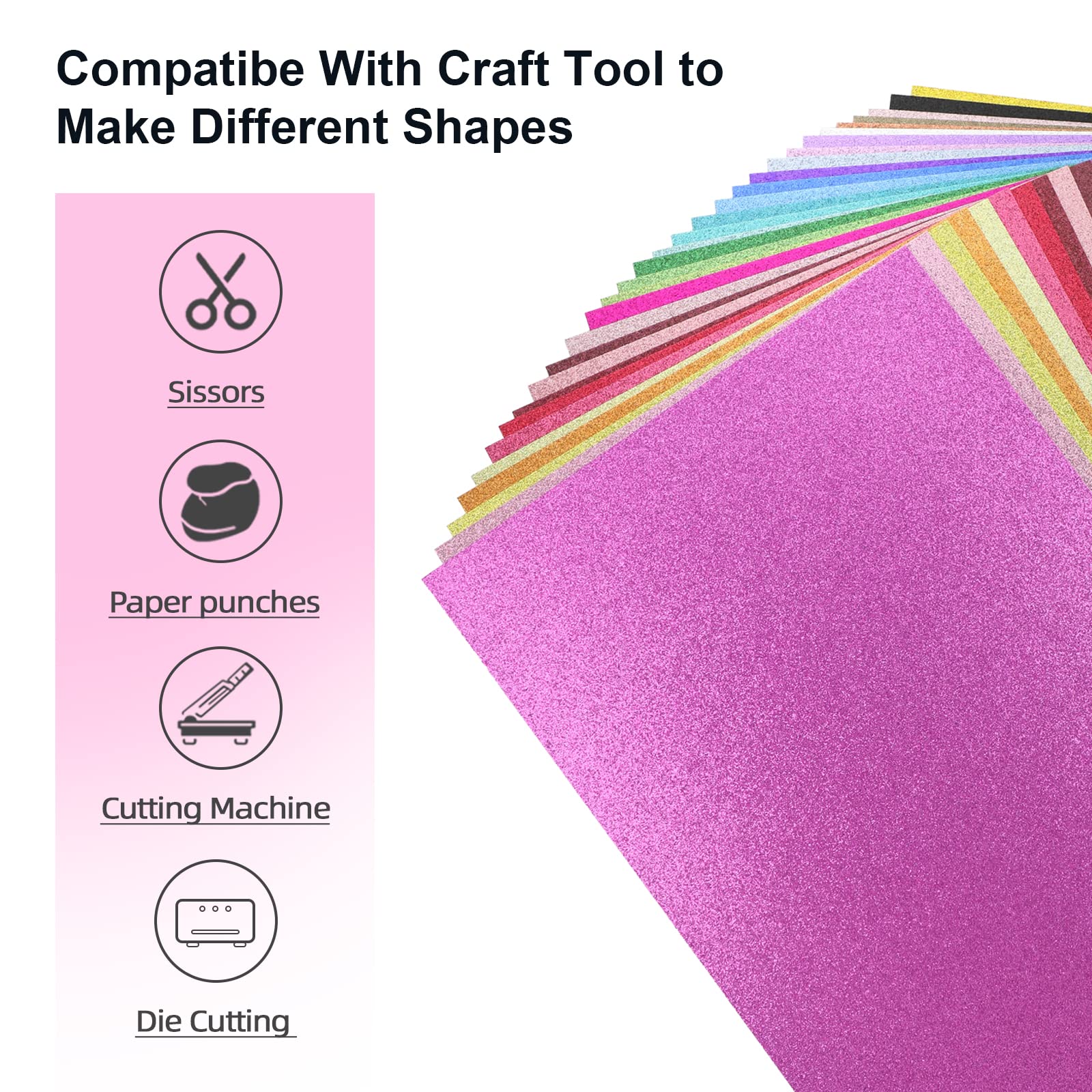 100 lb Heavy Double Sided Colorful Glitter Paper Cardstock 30 Colors 8.5x11 300gsm Thick Pastel Sparkly Card Stock for Cricut Card Making Paper Crafting