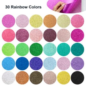 100 lb Heavy Double Sided Colorful Glitter Paper Cardstock 30 Colors 8.5x11 300gsm Thick Pastel Sparkly Card Stock for Cricut Card Making Paper Crafting