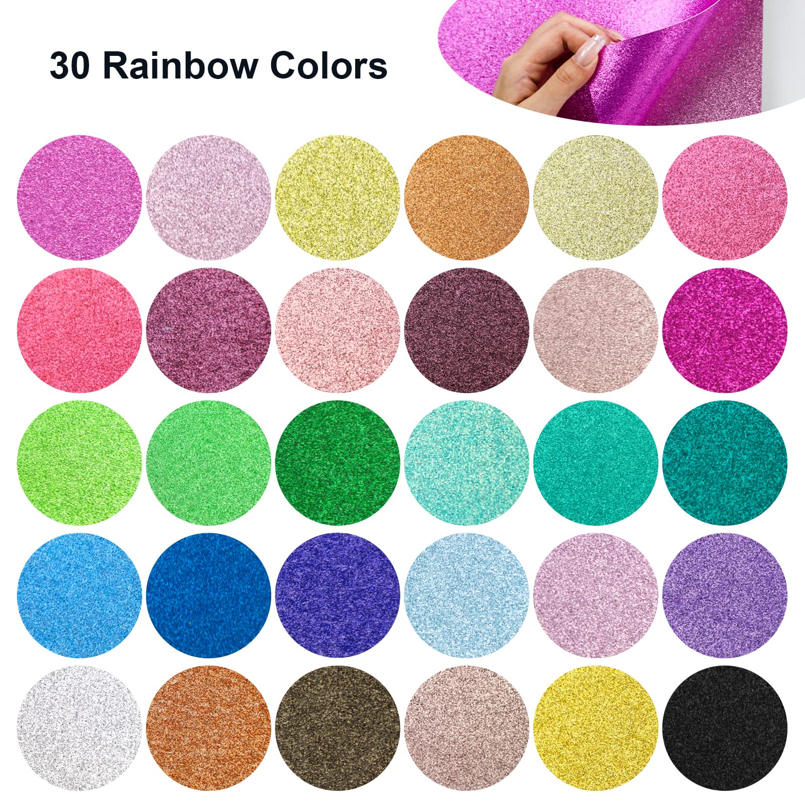 100 lb Heavy Double Sided Colorful Glitter Paper Cardstock 30 Colors 8.5x11 300gsm Thick Pastel Sparkly Card Stock for Cricut Card Making Paper Crafting