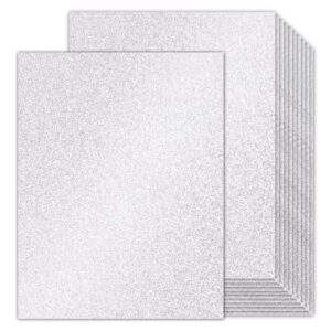 100 sheets silver glitter cardstock 8.5x11 double-sided, goefun 80lb no-shed shimmer glitter paper for scrapbook, birthday, wedding party, decorations (not suitable for printing)