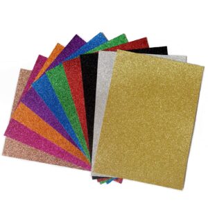 yzh crafts glitter cardstock paper,no-shed shimmer glitter paper,crafting assorted glitter paper pad, diy party deco by 8 inch x 11 inch, a4 size (assort)