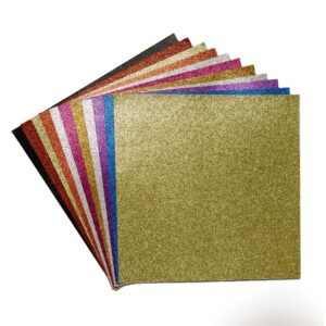 yzh crafts glitter cardstock paper,no-shed shimmer glitter paper,crafting assorted glitter paper pad 12 inch by 12 inch 12 sheets,250gsm, (mix b)