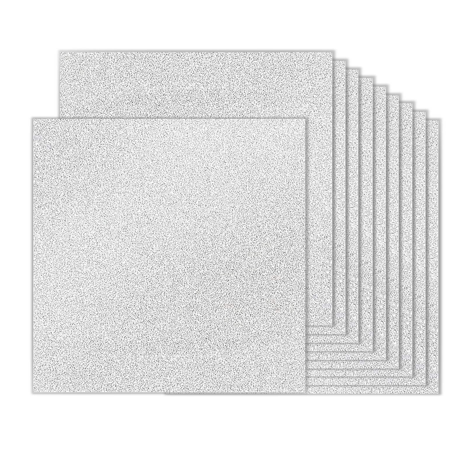 QTLCOHD 100 Sheets Glitter Cardstock Paper 12x12 Inch Silver Glitter Card Stock White Glitter Cardstock for Scrapbooking Graduation Party Crafts Decorations Weddings (250GSM/80Lb)