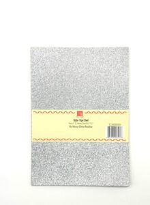 yzh crafts glitter cardstock paper, no-shed shimmer glitter papers, cut craft and diy projects card stock, sparkly paper for card making, 8.27 x 11.69 inch, a4 size, 10 sheets (silver).