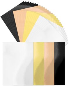 cinvo 32 pack metallic paper sheets a4 thick cardstock foil 250 gsm mirror shimmering paper reflective sheet for cardmaking scrapbook poster cardboard party decor diy craft (8.5" x 11", 4 colors)