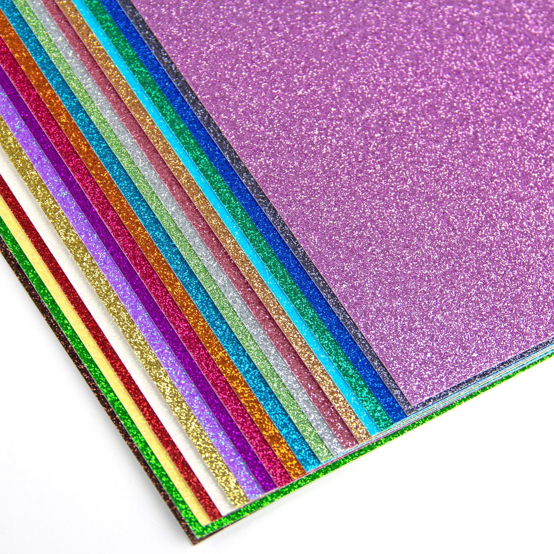 Nonshed Glitter Cardstock Paper, 48 Sheets 24 Colors, Premium Glitter Paper for Crafts, DIY Projects, Card Making, 200GSM