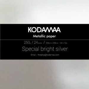 kodamaa 12“x12”square art craft gold/silver cardstock, multipurpose shimmer metallic paper perfect for festival crafting, party decoration, gift packaging (24 sheets) (bright silver)