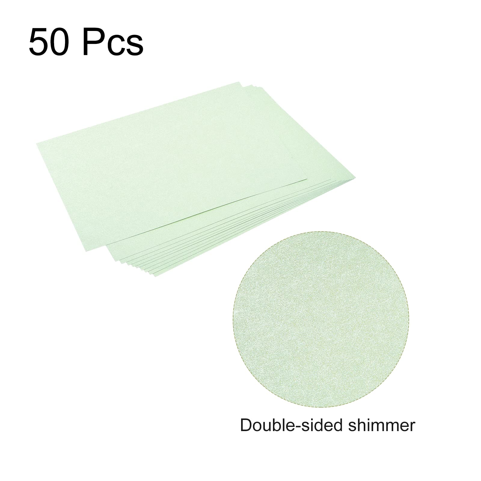 MECCANIXITY Shimmer Cardstock Paper 50 Sheets, Pearlescent Card Stock 8x11.5 Inch 92 Lb/250gsm, Craft, Scrapbook, Cover, Gift Wrapping, Wedding Invitation, Birthday Card, Light Green