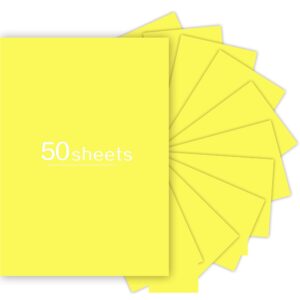 50 sheets lemon drop yellow cardstock 8.5 x 11in, 250gsm/92lb yellow cardstock paper for diy arts and cards making, heavy yellow craft paper for invitations, stationary printing,scrapbook supplies