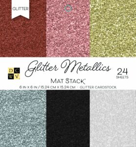 american crafts dcwv card stock 6" x6 cardstock stack, glitter metallics solid, 6 colors/4 each