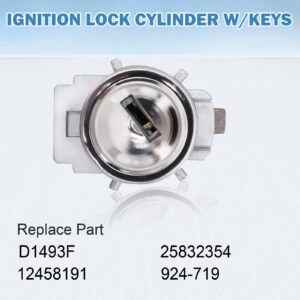 Ignition Lock Cylinder w/Keys & Passlock Chip Starter - Compatible with Chevy Malibu, Impala, Monte Carlo, Pontiac Grand AM, Oldsmobile Alero, Cutlass - Replace D1493F, 12458191, 25832354, 924-719