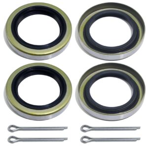 grepspud 4pcs trailer axle hub wheel grease seals 1.719''i.d x 2.565''o.d with 4pcs cotter pins for dexter 010-019-00 (10-19) transcom 171255tb national 473336, 3500 lbs #84 spindle e-z lube axles