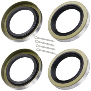 4pcs trailer axle hub wheel grease seals with 4pcs cotter pins replace for dexter 010-019-00 (10-19) transcom 171255tb national 473336, id 1.719'' x od 2.565'' double lip seals, 3500 lbs #84 spindle