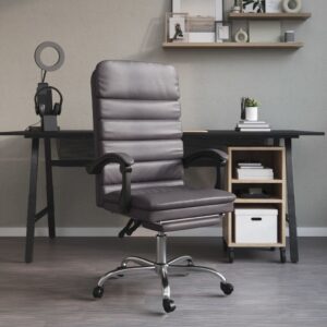 golinpeilo faux leather massage reclining office chair with footrest, ergonomic office chair, computer desk chair for home office, gray faux leather, style d -719