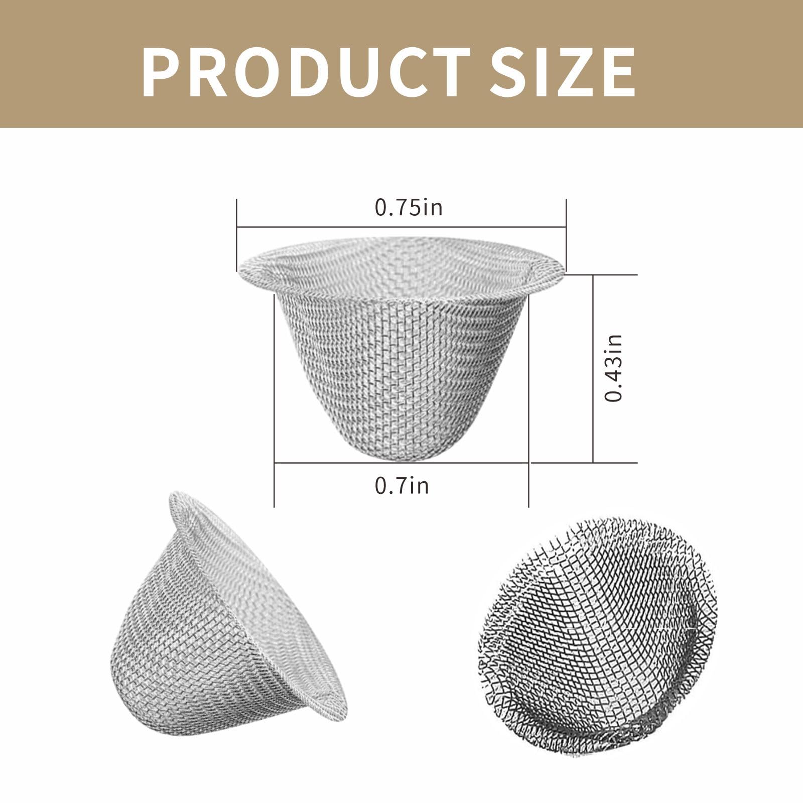 60PCS Pipe Screens 3/4Inch Stainless Steel Mesh Clean Screens, Bowl Screens3/4 Inch, Along with a 3-in-1 Cleaning Tool, Brush, and Stainless Steel Storage Box Adjustable Size