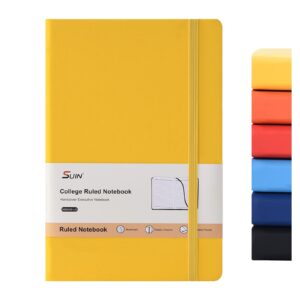 suin hardcover-journal-notebooks, a5 lined journals notebook for writing 200 pages, 8.2 x 5.5 inch, classic ruled notebooks for work/travel/college (yellow- 1 pack)