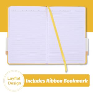 SUIN Hardcover-Journal-Notebooks, A5 Lined Journals Notebook for Writing 200 Pages, 8.2 x 5.5 inch, Classic Ruled Notebooks for Work/Travel/College (Yellow- 1 Pack)