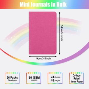 EOOUT 36pack Small Lined Notepads Bulk 48 Pages Mini Journal Pocket Notebooks Set Colorful Cover Notebooks for Kids, 3.5 x 5.5 Inches