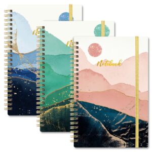 bushypushy spiral notebook - 3 pack a5 lined notebook journal for women, spiral journal 5.7" x 8.4", 160 pages, college ruled writing notebook with back pocket, 100gsm paper, for office & school