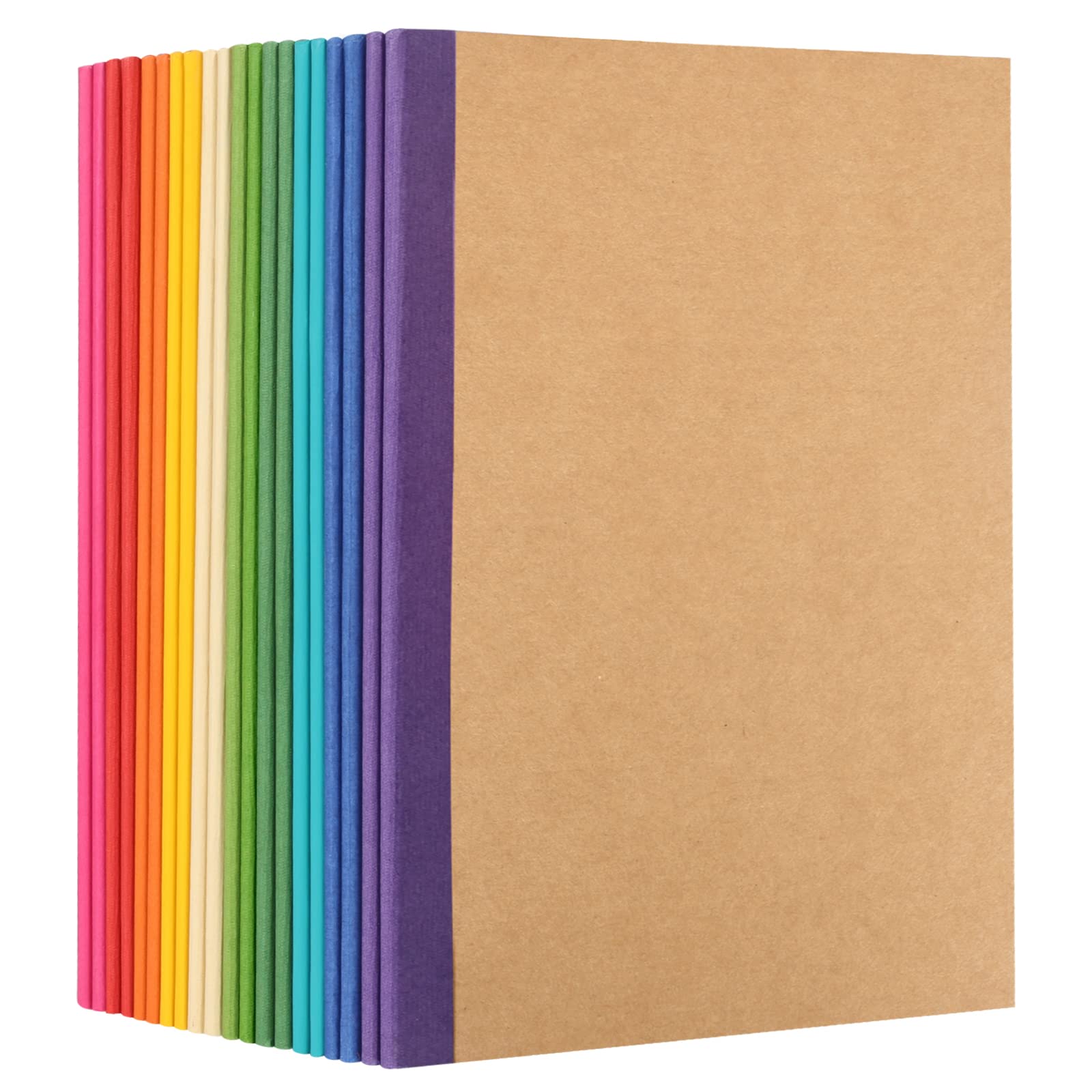 EOOUT 20 Pack A5 Kraft Notebooks, Lined Journal Bulk with Rainbow Spine, 10 Colors, 60 Pages Soft Cover Composition Notebooks for Women Girls Kids, School Office Supplies