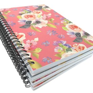 4 Pack A5 Spiral Notebook Journal,Wirebound Ruled Sketch Book NotePad Diary Memo Planner,A5 Size(8.3X5.7") & 80 sheets (Floral)