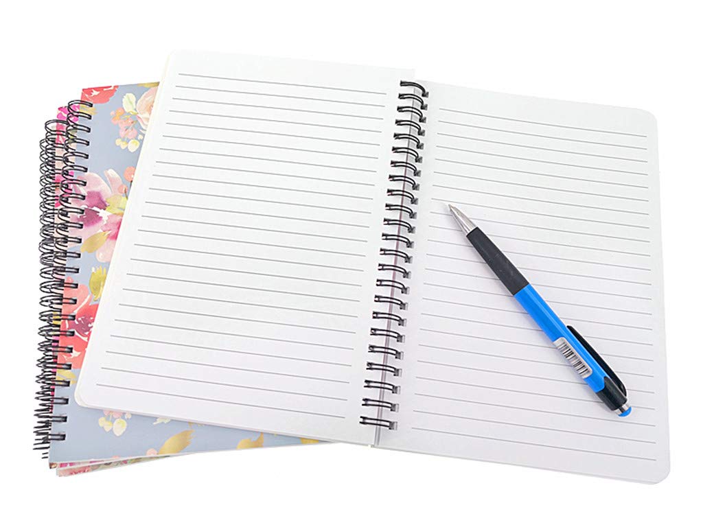 4 Pack A5 Spiral Notebook Journal,Wirebound Ruled Sketch Book NotePad Diary Memo Planner,A5 Size(8.3X5.7") & 80 sheets (Floral)